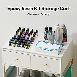 Resiners Epoxy Resin Kit Storage Cart, Mica Powder Storage Table for Organize Resin Supplies Epoxy Resin Pigments Mica Powder Glitter Powder Mixing Cups Molds Accessories