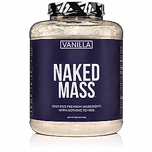 Vanilla Naked Mass - All Natural Weight Gainer Protein Powder - 8lb Bulk, GMO Free, Gluten Free & Soy Free. No Artificial Ingredients - 1,260 Calories - 11 Servings