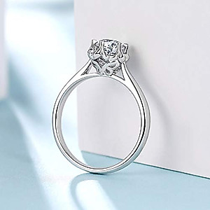 KnBoB Wedding Engagement Rings for Women,18K White Gold Holding Flowers 0.2ct Diamond Size 13