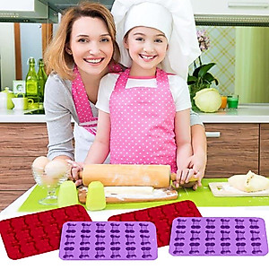 PIVHWIR Bone Silicone Molds, Food Grade Non-Stick Silicone Molds for Chocolate, Candy, Dog Treats, Jelly, Ice Cube ( 4 PCS, Red+Purple )