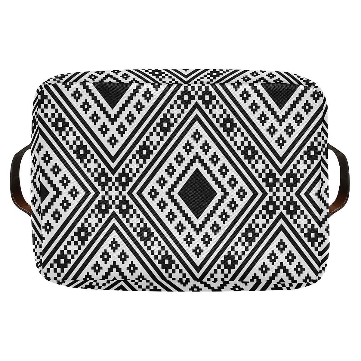 NFMILI Black Flowers Pattern Storage Basket, Fabric Storage Cubes Bins, Open Home Storage Bins with Handles, Foldable Cubes Closet Organizer Boxes 14.2 x 10.2 x 8.3 in (Large - 2 Pack)