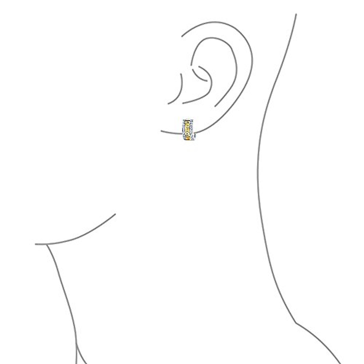 Two Tone Greek Key Cutout Huggie Hoop Earrings For Women For Men Cubic Zirconia CZ 14K Gold Plated .925 Sterling Silver