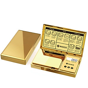 Digital Gram Scale with 200g x 0.01g Capacity, Stylish Gold Plated Cover and Platform for Accurate and Precise Weighing of Jewelry, Grains, and Food in Grams and Ounces