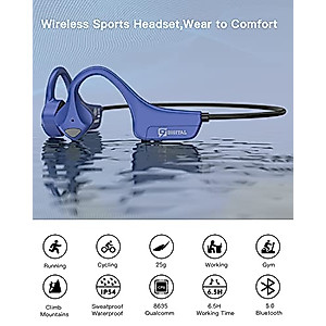 9 DIGITAL Bone Conduction Headphones Bluetooth, Wireless Open Ear Headphones Waterproof with Mic, Sweatproof Earphones, Sport Headset for Running Cycling, Gym, Biking, Workouts, Hiking & Climbing