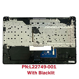 wzqrps Replacement Laptop Upper Case Palmrest Backlit Keyboard Non-PTP Touchpad Assembly Part for HP 17 by/CA L22749-001 Gray