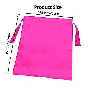 Ali Pearl Silk Satin Wig Bags, 3 Pcs Pink, Drawstring Closure, Rectangular, Elegant and Portable, Wig & Hair Extension Storage, Travel