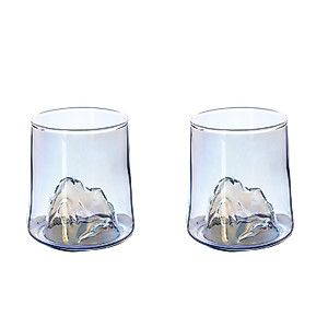 INTOWALK Old whisky glass (set of 2) 8 ounces mountain crystal glass, scotch whisky glass, cocktail, gifts for men, father, husband, boyfriend