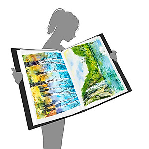 Presentation Book 40 Clear Pockets Sleeves Protectors Art Portfolio Clear Book for Artwork, Report Sheet, Letter (Can Accommodate 19.1 X 13.3inch)