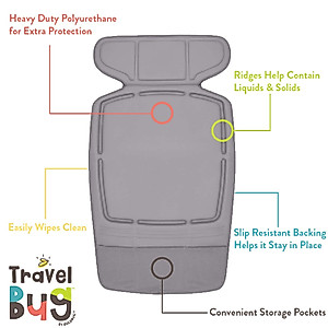 Travel Bug Heavy Duty Infant & Toddler Car Seat Protector for Rear and Forward Facing Baby Car Seats - Grey