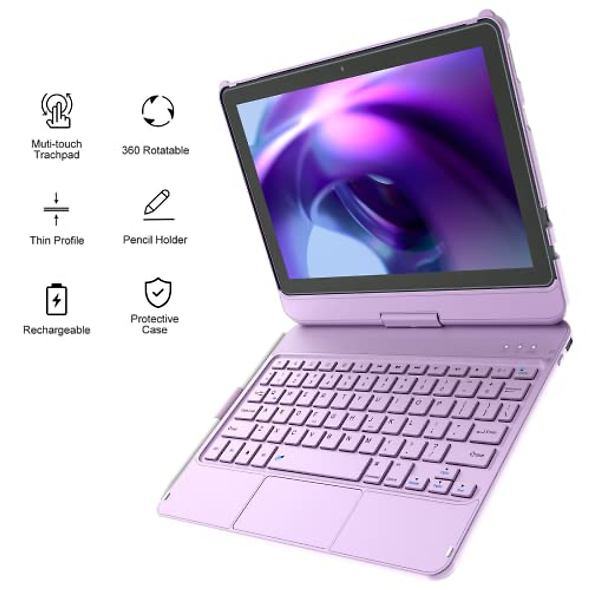 Touch Keyboard for All-New Kindle Fire HD 10 Tablet&Fire HD 10 Plus(Only Compatible 11th Generation,2021 Release)10.1"-360° Rotatable Touchpad Keyboard Case,Thin&Protective for Fire HD 10 tablet(2021)