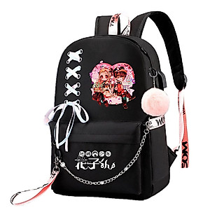 ISaikoy Anime Toilet Bound Hanako kun Backpack Satchel Bookbag Daypack School Bag Laptop Shoulder Bag, Black, Medium (Isaisia0612-a1)