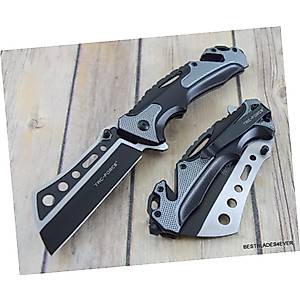 8 Inch Tactical Rescue Open Folding Pocket Knife With Clip Outdoor Survival Hunting Knife by Survival Steel