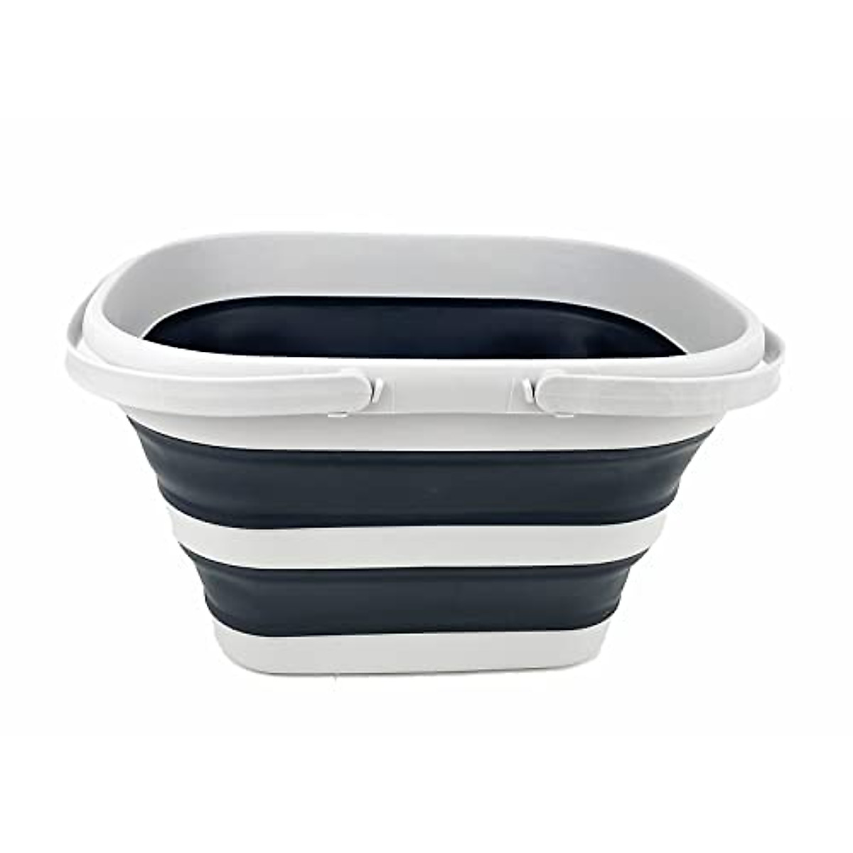 SAMMART 17L (4.5 Gallon) Collapsible Basket with Handle - Portable Outdoor Picnic Basket/Crater - Foldable Shopping Bag - Space Saving Storage Container (Grey/Slate Grey)