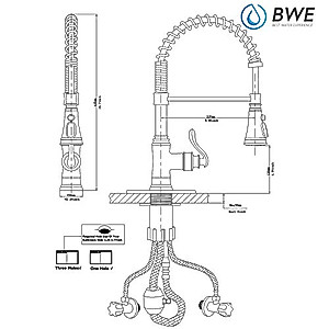 BWE Oil Rubbed Bronze Deck Mount Kitchen Faucet with Spray, Sweep, and Stream Modes