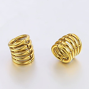 Casvort 2 PCS Hypoallergenic 316 Stainless Steel Gold Classic 00G Stacked Ring Cuffs for Stretched Lobe Ear Tunnels and Plugs Wrap Rings Gauge Earrings Women's Piercing Jewelry