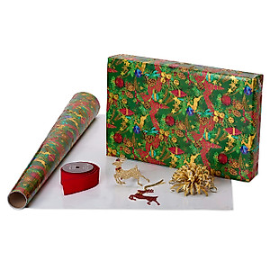 Papyrus Vintage Christmas Wrapping Paper Set, Holiday Traditions (2 Rolls 40 sq. ft., 3 Bows, 1 Ribbon, 3 Gift Tags, 12 Labels)