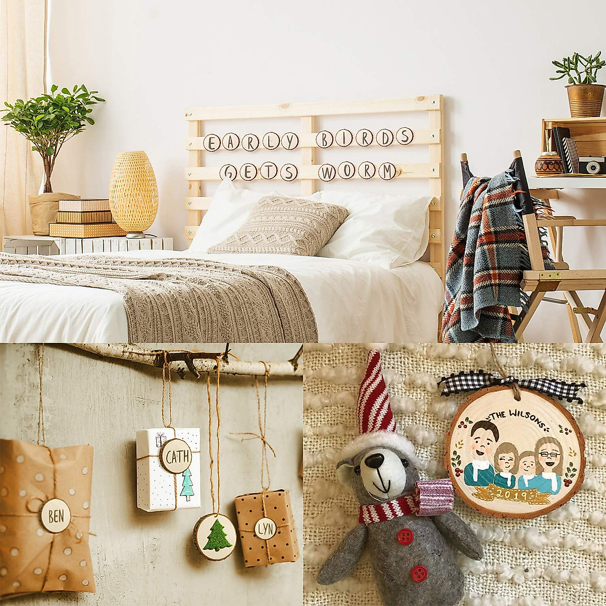 Fuyit Unfinished Wood Slices with No Hole, 30 Pcs 2.8-3.1 Inches Natural Wooden Circles with Bark for DIY Crafts, Christmas Ornament, Decoration