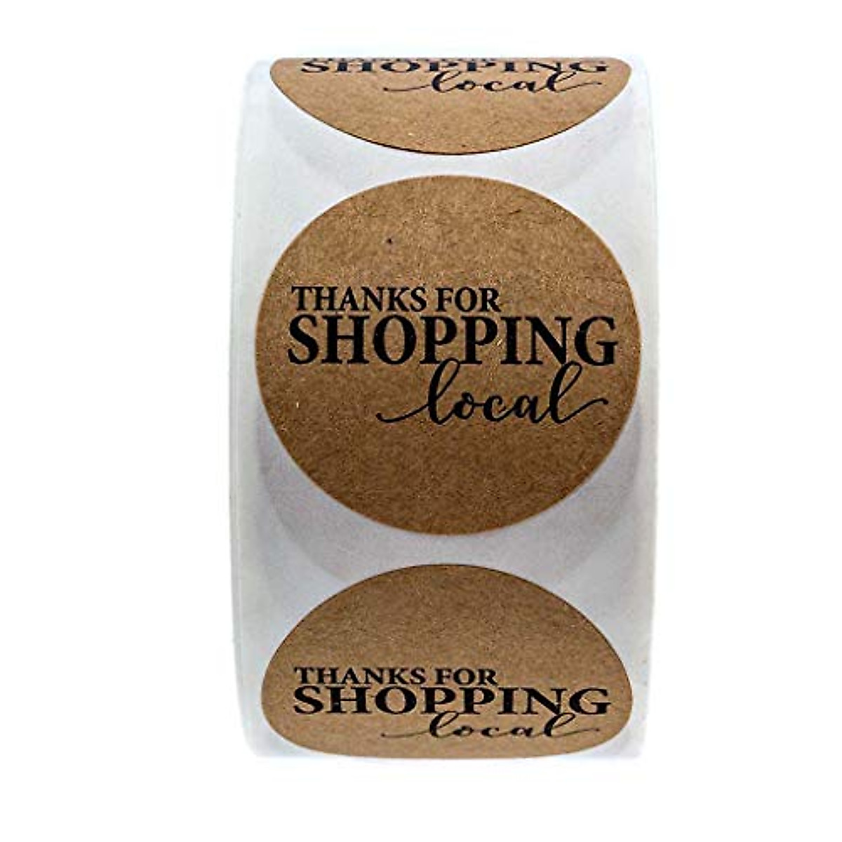 WANGFUFU 500pcs Kraft Paper Thanks for Shopping Local Stickers Round Seal Label Scrapbook - for Sealing, Decoration