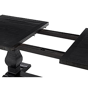 Martin Svensson Home Napa Solid Wood Black Trestle Extendable Leaf Dining Table