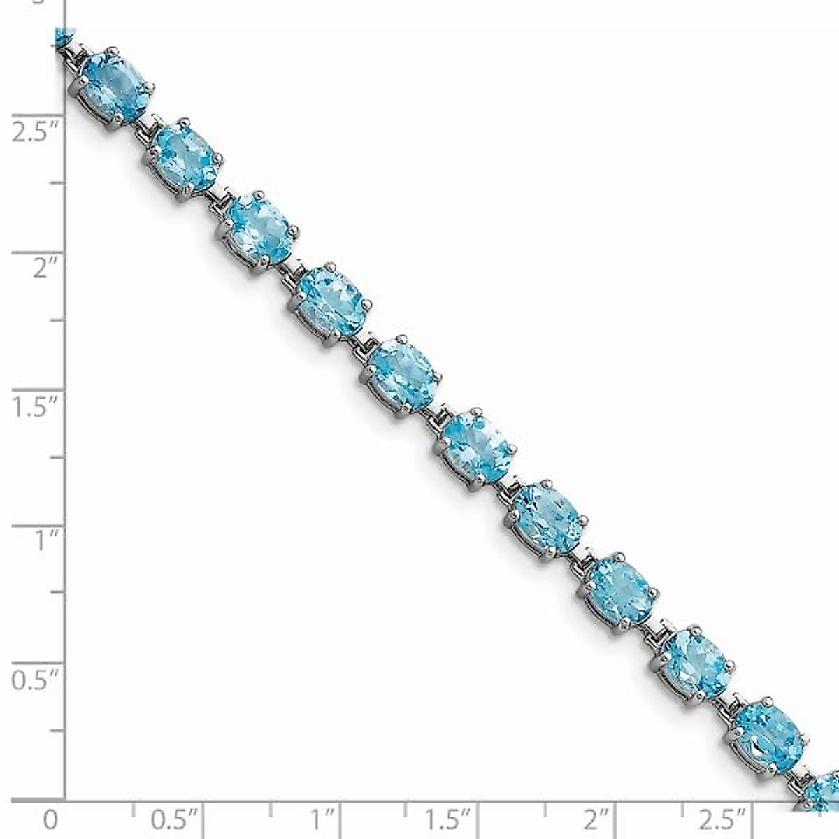 IceCarats 925 Sterling Silver Blue Topaz 6.5 inch Chain Gemstone Tennis Bracelet