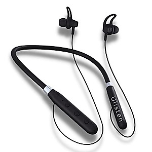 Turboo PRO KT-N33 U-Listen Wireless Bluetooth Neckband Headphones Super Bass Noise Cancelling Microphone Built in USB Type C Foldable Wireless Headphones New Ergonomic Design Trendy Comfy (Black)