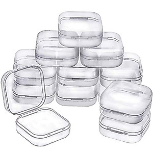 12 Pcs Small Clear Plastic Beads Storage Containers Box with Hinged Lid Bead Organizers and Storage Small Plastic Boxes Organizer Box for Small Items Crafts Jewelry Earplugs (1.37 x 1.37 x 0.7 Inches)