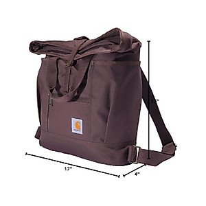 Carhartt Convertible, Durable Tote Bag with Adjustable Backpack Straps and Laptop Sleeve, Wine, One Size