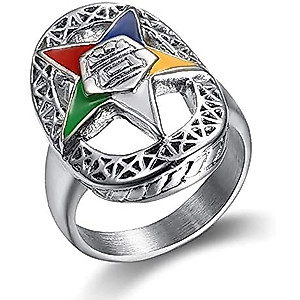 THANHHONG Nattaphol Silver Order of The Eastern Star Rings for Women Ladies Party Band Ring Masonic Jewelry for Women OES Rings (8)