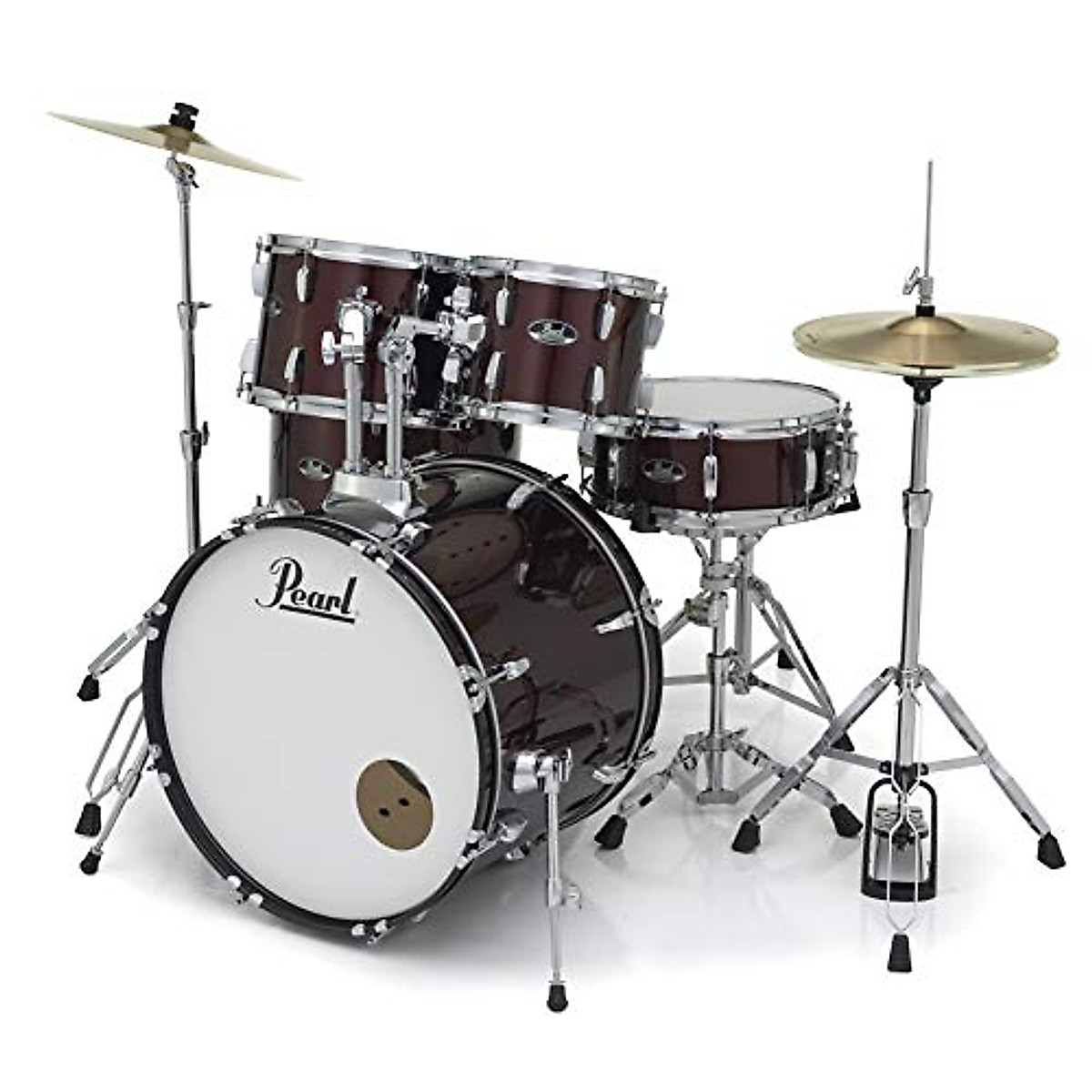 Pearl Roadshow Drum Set 5-Piece Complete Kit with Cymbals and Stands, Wine Red (RS525SC/C91)