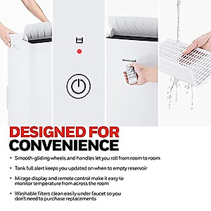 Honeywell 14,500 BTU / 101 Pint Portable Air Conditioner and Dehumidifier, Cools Rooms Up to 700 Sq. Ft., (White)