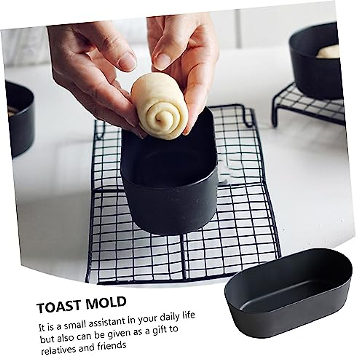 UPKOCH 1pc Cheesecake Mold Mini Loaf Pans with Lids Silicone Bakeware Stainless Steel Cookware Set Egg Tart Pans Nonstick Baking Bread with Lid Non-stick Coating Black Baking Mold Oven