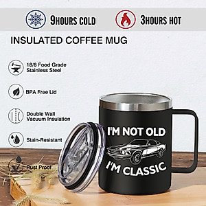 Abledn Birthday Gifts for Men - I'm Not Old I'm Classic Coffee Mug - Christmas Gifts for Men, Birthday Gifts for Dad, Grandpa, Him, Husband (14oz, Black)