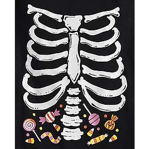 The Children's Place Girls' All Holidays Long Sleeve Graphic T-Shirts, Halloween Skeleton Candy-Glow, Medium