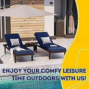 AAAAAcessories Outdoor Chaise Lounge Cushions for Patio Furniture Lounge Chairs, Water Resistant Fabric, 72 x 21 x 3 Inch, Navy