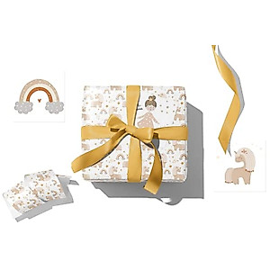 Gift Wrapping Paper - Unicorn Wrapping Paper Birthday Girl -3 Wrapping Paper Sheets (25"x35") Cards & Ribbon - Unicorns Gifts for Girls, Kids Birthday Wrapping Paper Girls, Rainbow Wrapping Paper Kids Wrapping Paper & Baby Shower Wrapping Paper Girl