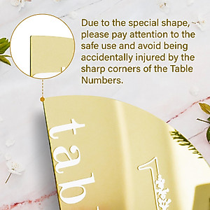 Gold Table Number with Stands 1-10,Table Numbers for Wedding 6x6 Inch Quarter-Circle Design with Holder,for Wedding Table Centerpiece Decoration for Soiree,Party,Birthday