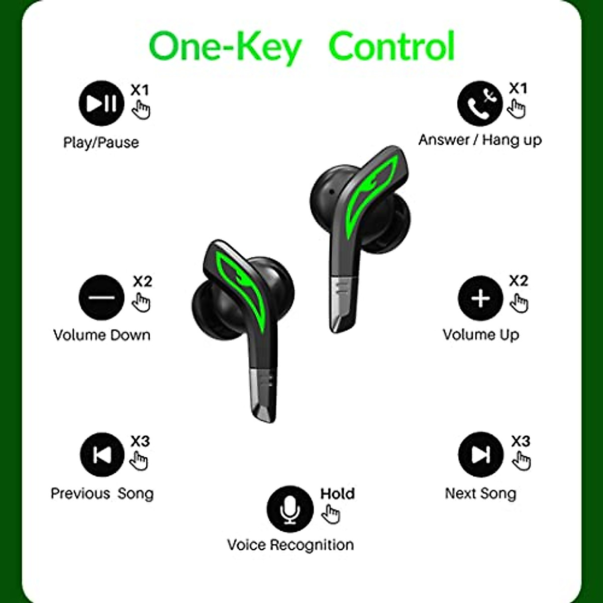 X-nego TWS Wireless Earbuds, Touch Control Bluetooth Headphones Built-in Mic, Waterproof in-Ear Stereo Earphones Deep Bass Headset with Wireless Charging Case for Sport and Work (Silver)