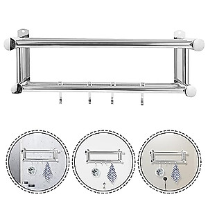Stainless Steel Towel Rack Hanging Wall Basket Kitchen Shelf Bathroom Shelf Organizer Kitchen Storage Rack Soap Dish Holder Shelf Bathroom Shower Towel Wall Rack Bathroom Organizer