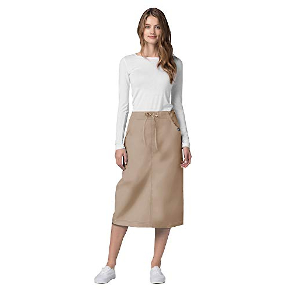 Adar Universal Scrub Skirts for Women - Mid-Calf Drawstring Scrub Skirt - 707 - Khaki - 12