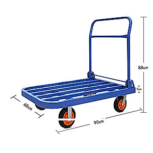 Teerwere Portable Folding Handcart Portable Folding Hand Trolley 360° Rotating Cart for Luggage Personal Travel Shopping Auto Moving Multi Function Folding Handcart (Color : Blue, Size : 120X65CM)
