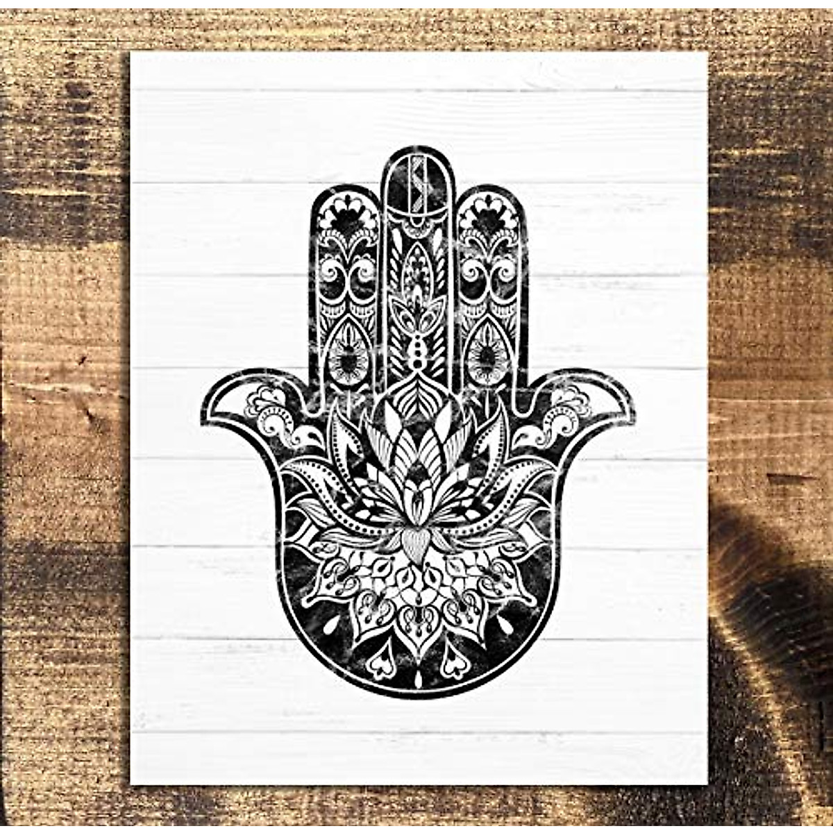 FerrisBuilt Black and White Buddha, Hamsa Hands, Mandala and Lotus Flower, Eclectic Wall Art, Boho Decor, Indie Decor - Set of (4) 8x10 UNFRAMED Prints