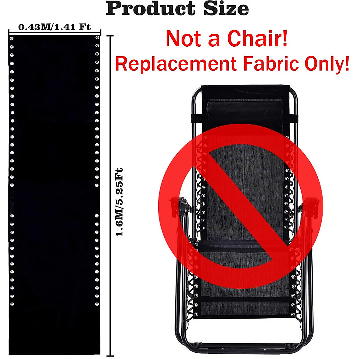 Moksha Studio Zero Gravity Chair Replacement Fabric, Anti-Gravity Folding Patio Sling Repair Cloth Part for Outdoor Backyard Beach Pool Lawn, Bungee Recliner Lounge Large Mesh Canvas