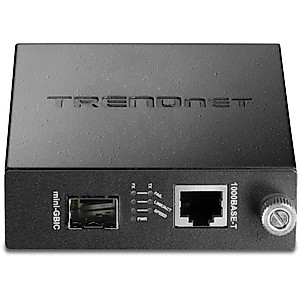 TRENDnet 100/1000Base-T to SFP Fibre Media Converter, Fibre to Ethernet Converter, RJ-45,Multi(SX) or Single-Mode(LX) 100Base-FX/1000Base-SX/LX Mini-GBIC Slot, TFC-1000MGA