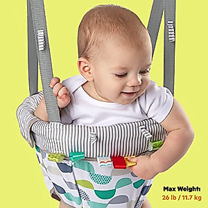 Bright Starts Playful Parade Door Jumper for Baby with Adjustable Strap, 6 Months and Up, Max Weight 26 lbs