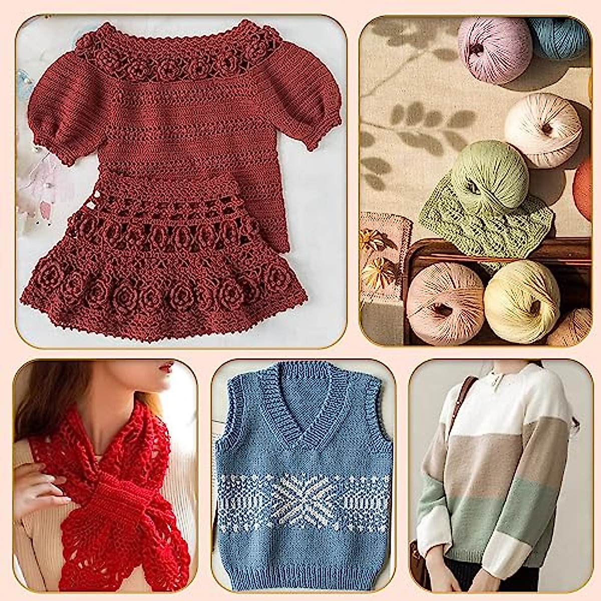 1 PCS 50g 100% Merino Wool Yarn, 6-Ply Warm and Soft Yarn for Hand Knitting and Crocheting, 140 Yards Yarn for Hand DIY Clothes, Scarves, Hats(Pink)