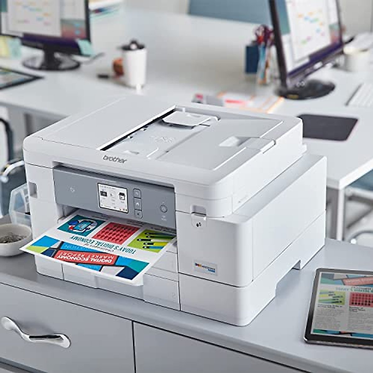 Brother MFC Series INKvestment Tank All-in-One Color Inkjet Printer with NFC, Print Scan Copy Fax, Auto 2-Sided Printing, 4800 x 1200 dpi, Built-in Wireless, White, Bundle with Cefesfy Printer Cable