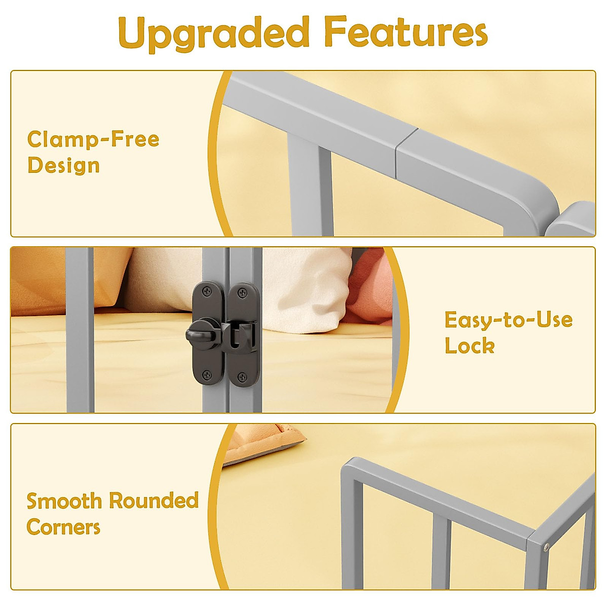 ROOMTEC Montessori Twin Floor Bed Frame Metal 77×41×21 with Fence and Door Easy Assembly for Bedroom Playroom