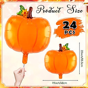 24 Pcs Pumpkin Balloons Fall Balloons Thanksgiving Foil Pumpkin Balloon Large Mylar Balloons for Fall Autumn Thanksgiving Harvest Themed Birthday Baby Shower Party Decorations Supplies