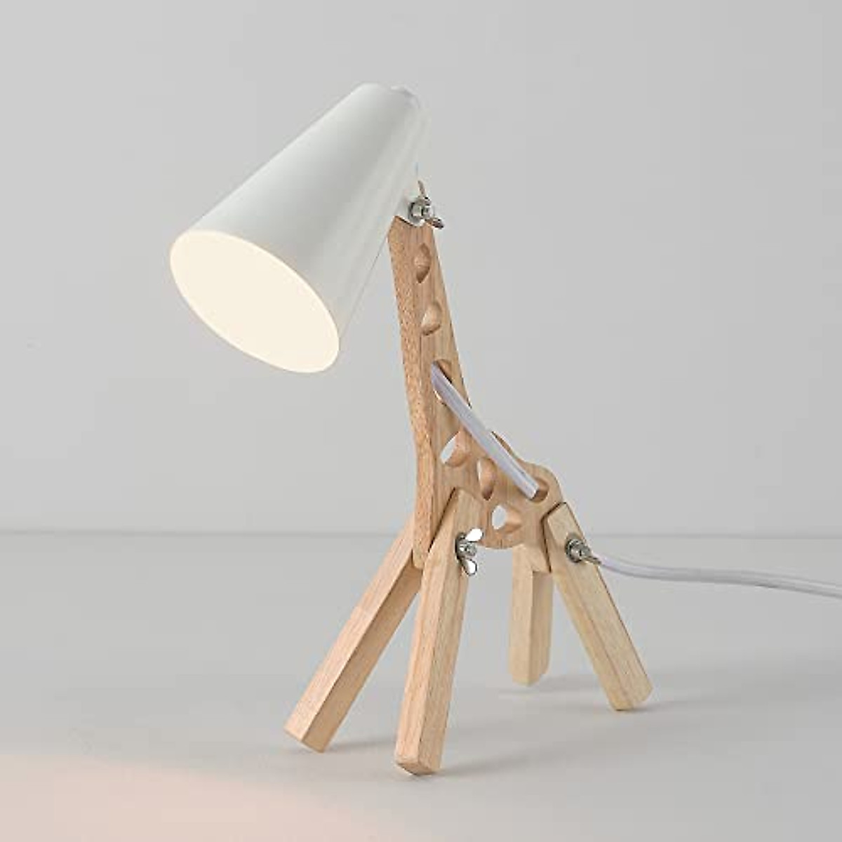 Globe Electric 52210 Gigi Giraffe 11" Wooden Novelty Lamp, White Shade, in-Line On/Off Rocker Switch