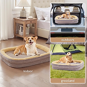 DEBANG HOME Orthopedic Dog Bed for Medium Dogs Breeds, High Density Egg Crate Foam Dog Sofa Beds,Oval Kennel Bed, Pet Couch Bed with Four Sided Bolster, Removable Washable Cover& Non-Slip Bottom